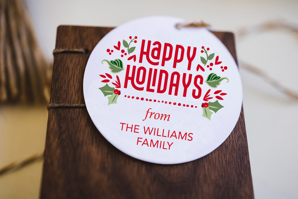 Holly Happy Holidays Gift Tags or Stickers | Personalized Custom ...